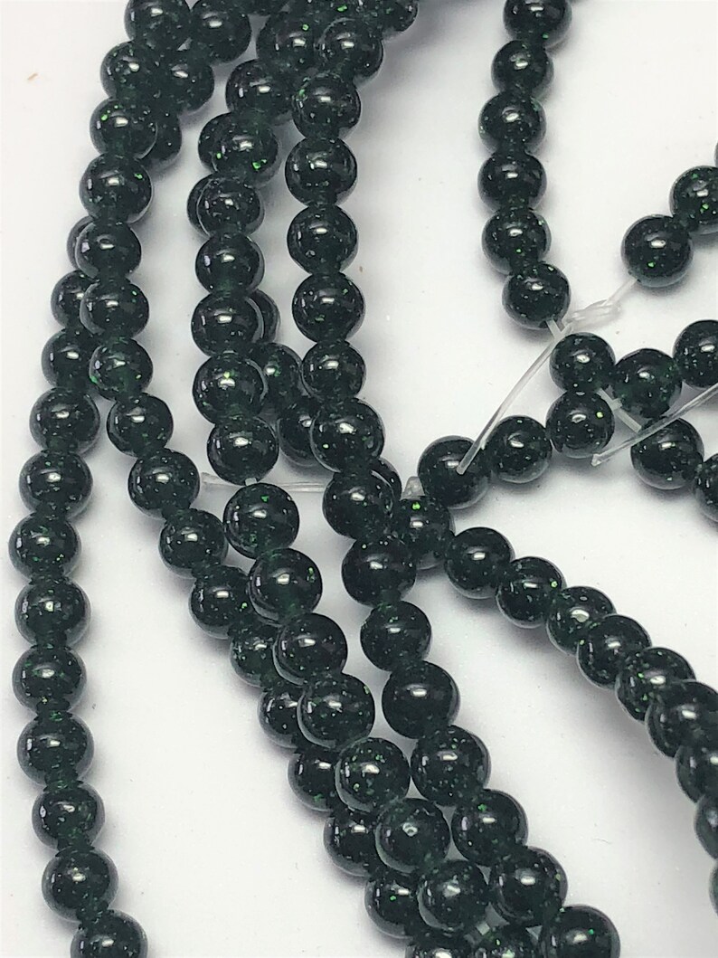 4mm Dark Green Goldstone Gemstone Beads. Full 15 Inch Strand of AA/AAA ...