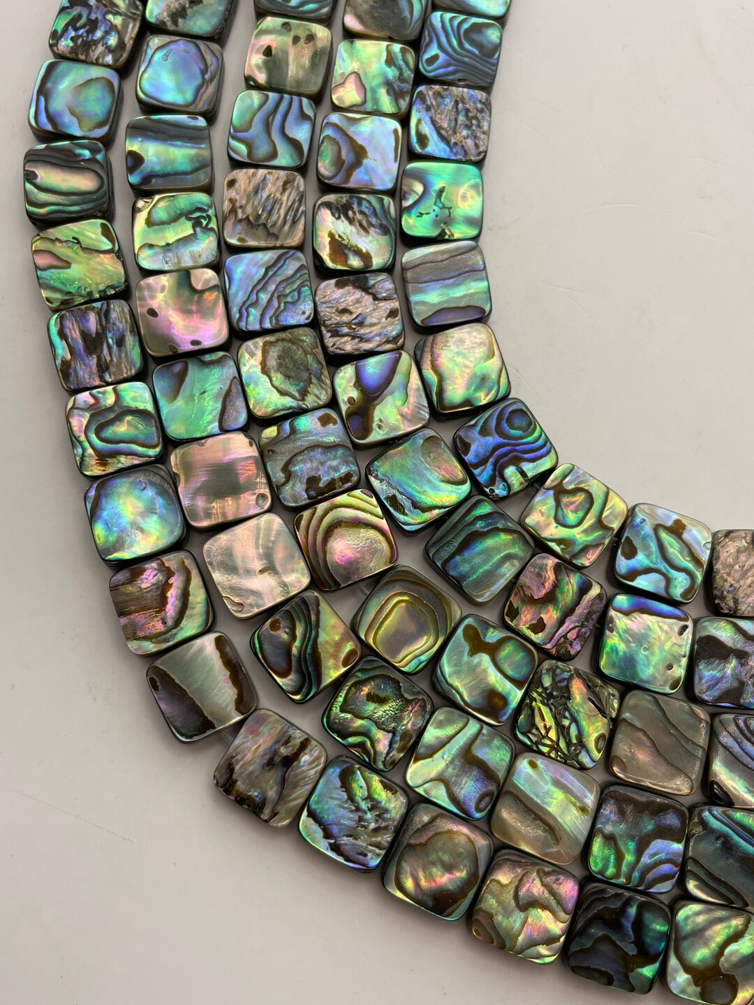 10mm Square Shaped Abalone Shell Beads. Full 15