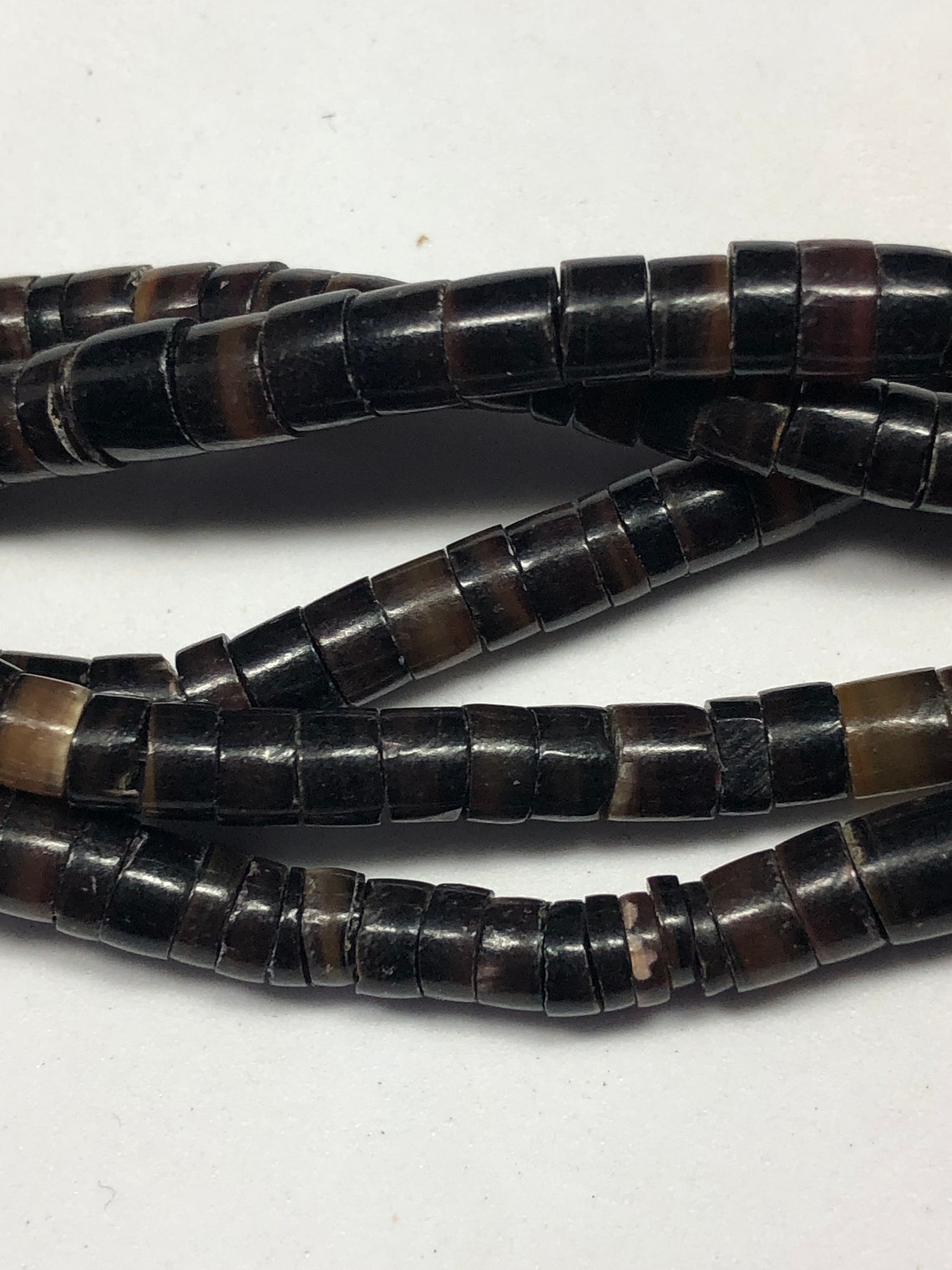 Black Pen Shell Heishi Beads. Long 24" Strands of Heishi Hammer Shell ...