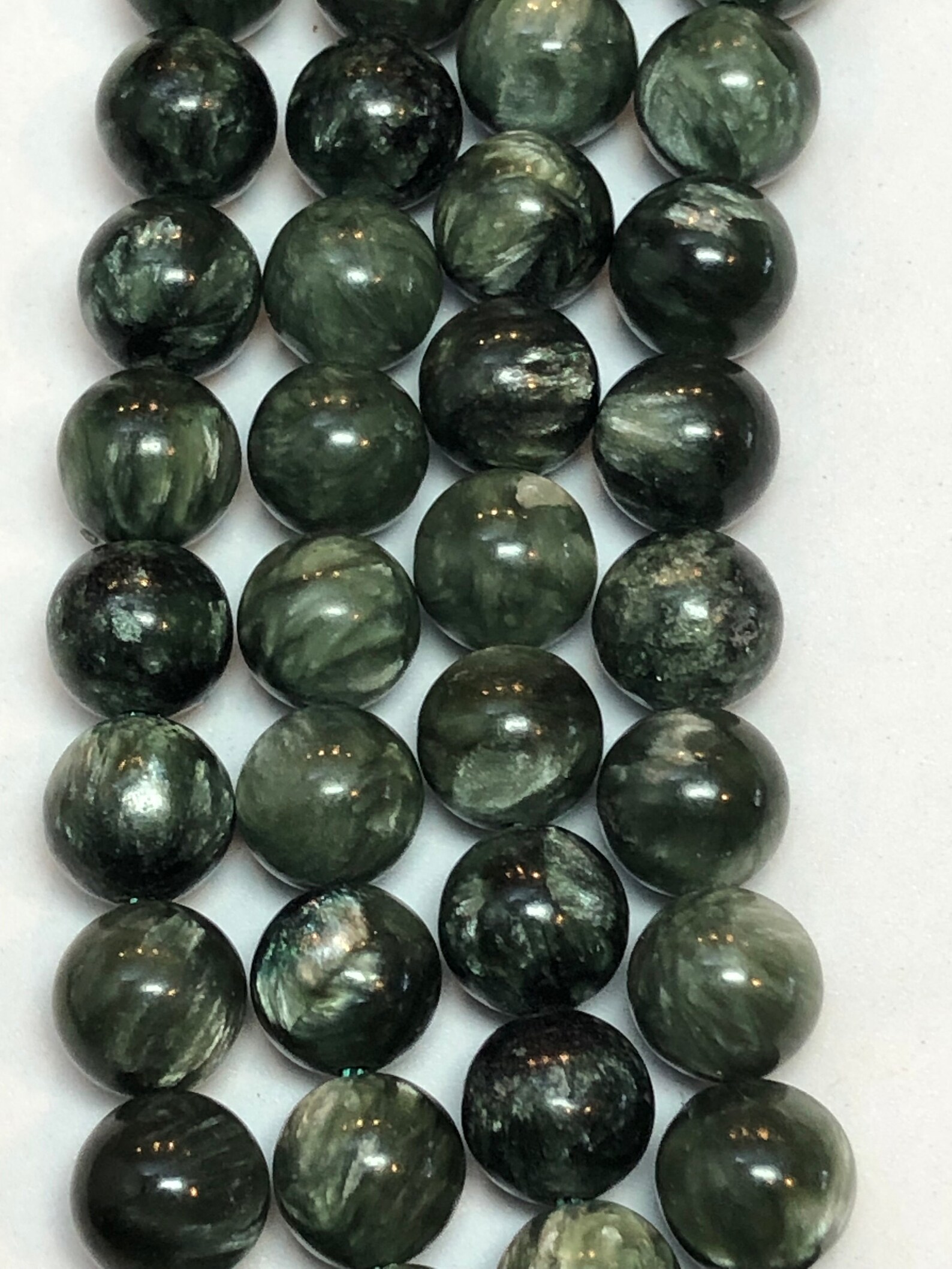 7mm Green Russian Seraphinite Gemstone Beads. Full 15 - Etsy