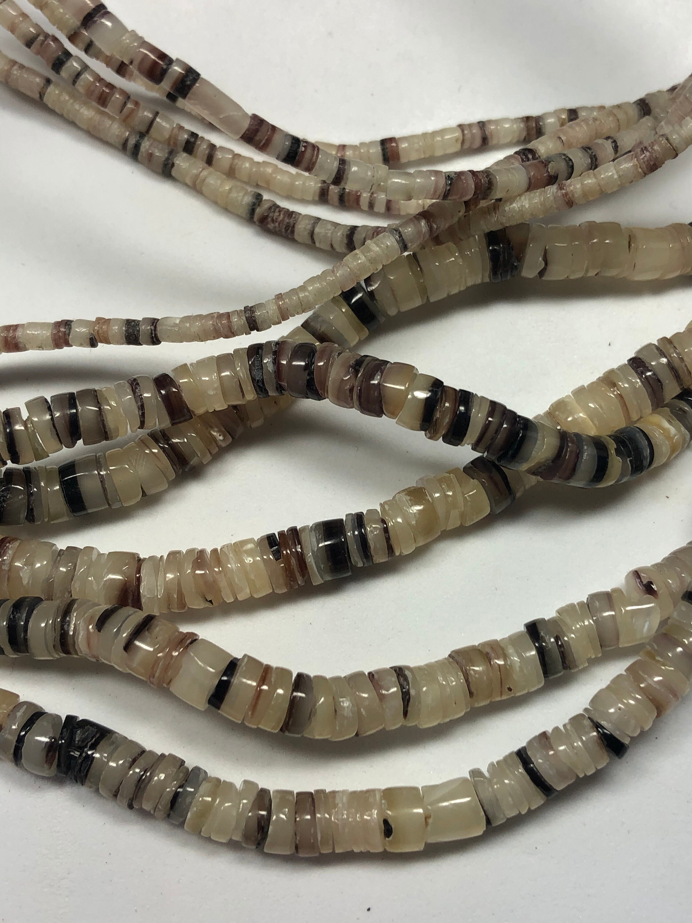 Hammer Oyster Shell Heishi Beads. Long 24" Strands of Heishi Shell ...