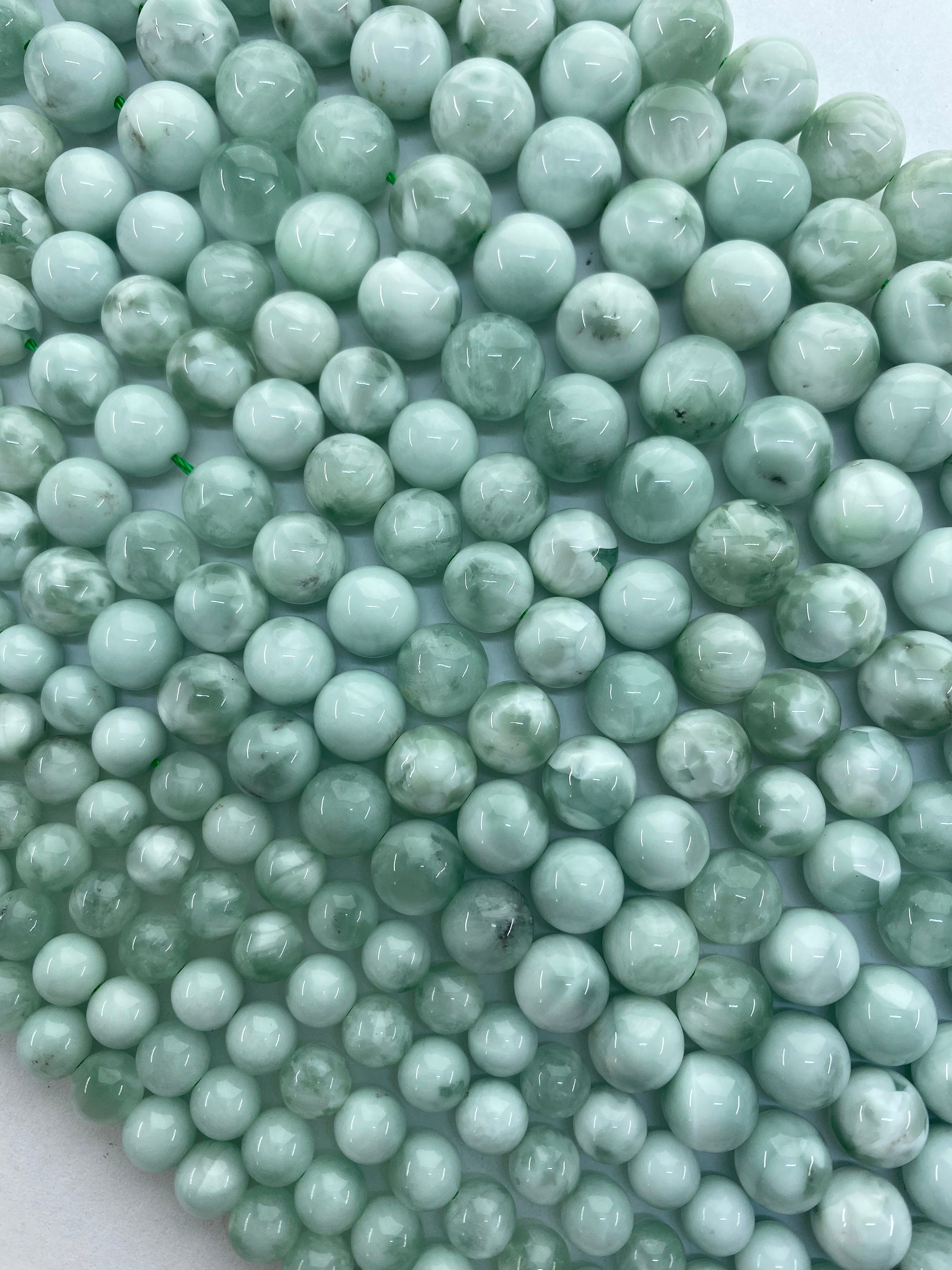 Green Angelite Gemstone Beads. 15 strands of round natural | Etsy
