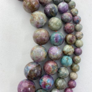 Ruby in Fuschite Gemstone Beads. 15” Strands of Round Beads, Available ...
