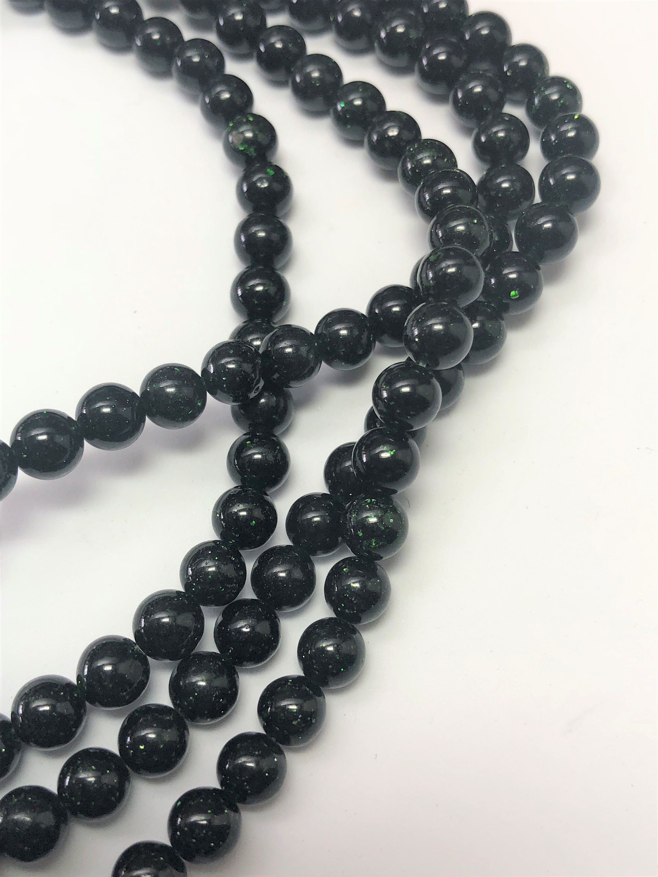 6mm Dark Green Goldstone Gemstone Beads. Full 15 Inch Strand of AA/AAA ...
