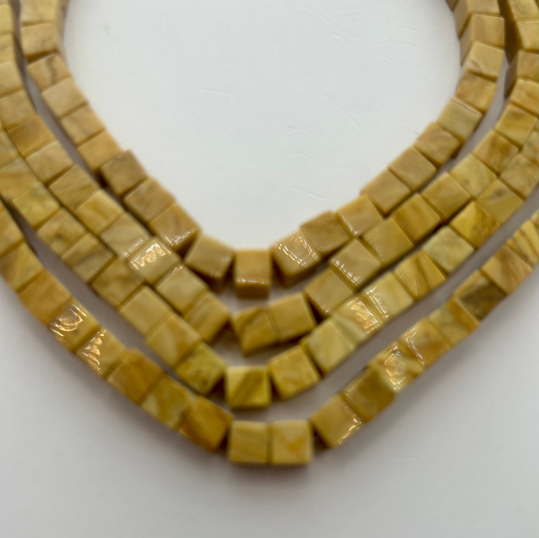 6mm Cube Yellow Jasper Gemstone Beads. 15” Strand of Yellow Cubes ...
