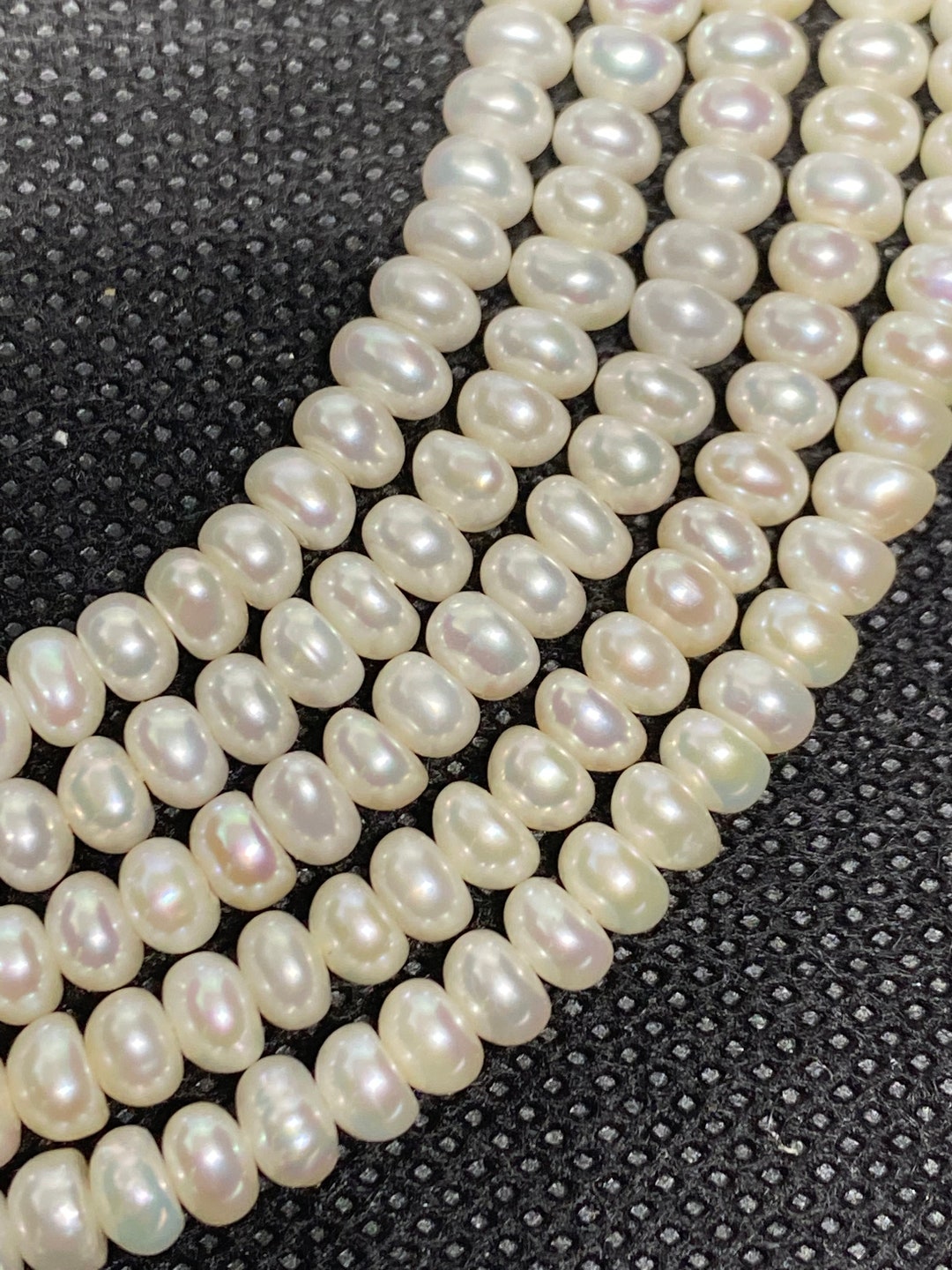 Ivory/cream 5mm Button Fresh Water Pearl Gemstone Beads. 15” Strand of ...