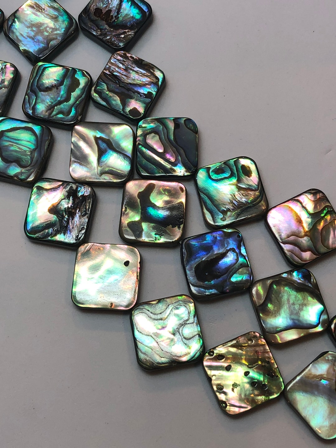 14mm Diamond Shaped Abalone Shell Beads. Full 15