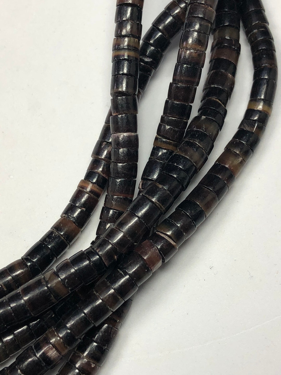 Black Pen Shell Heishi Beads. Long 24" Strands of Heishi Hammer Shell ...