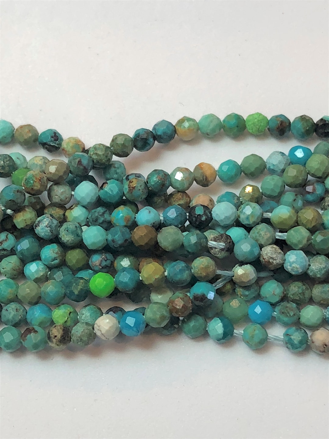 2.5mm Faceted Natural Chinese Turquoise Gemstone Beads. Full 15" Strand ...