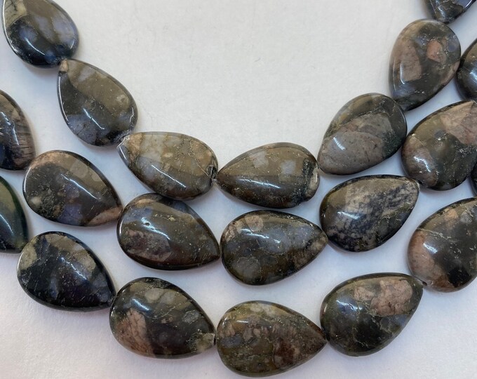 13x18mm Teardrop Shaped Blue Riolita Gemstone Beads. 15” Strand of ...
