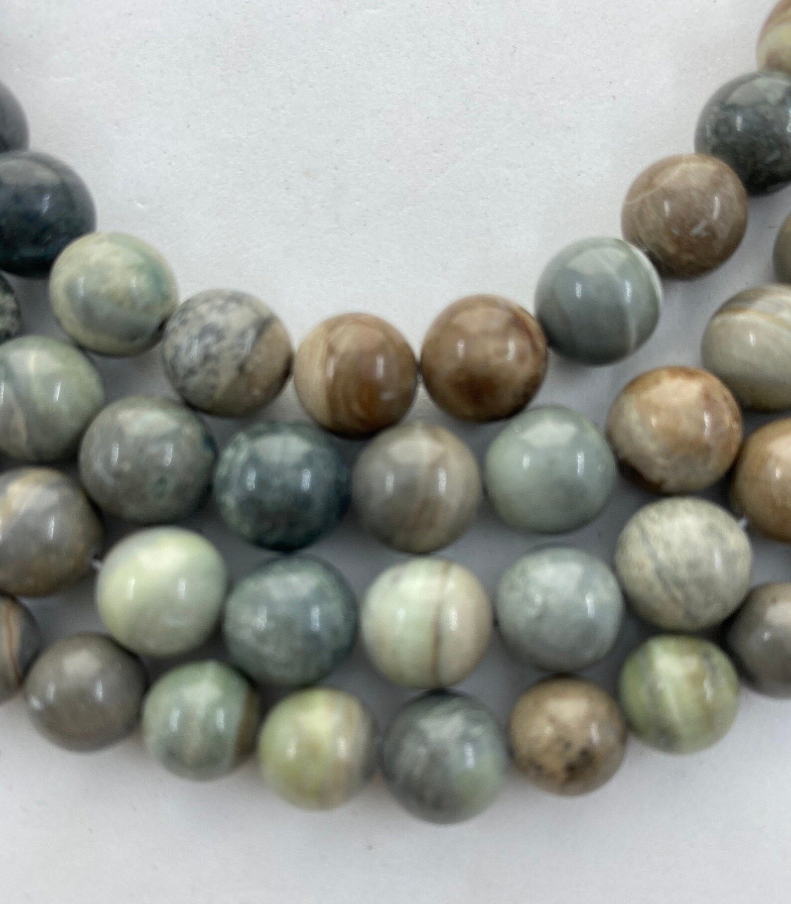 10mm Green Forest Gemstone Beads. 15" Strand of Round High Quality ...