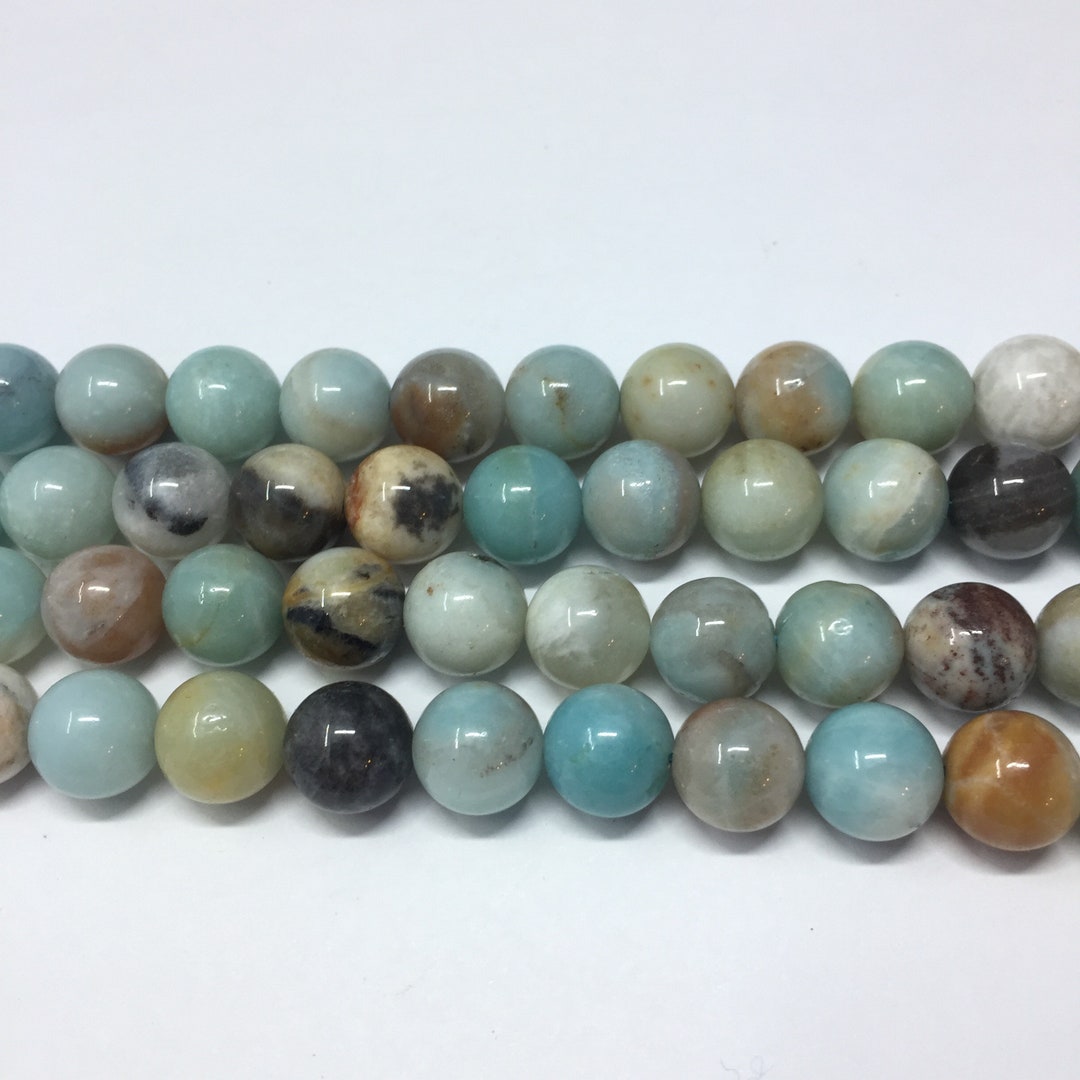 10mm Mixed Amazonite Gemstone Beads. Full 15" Strand of A/AA Round ...