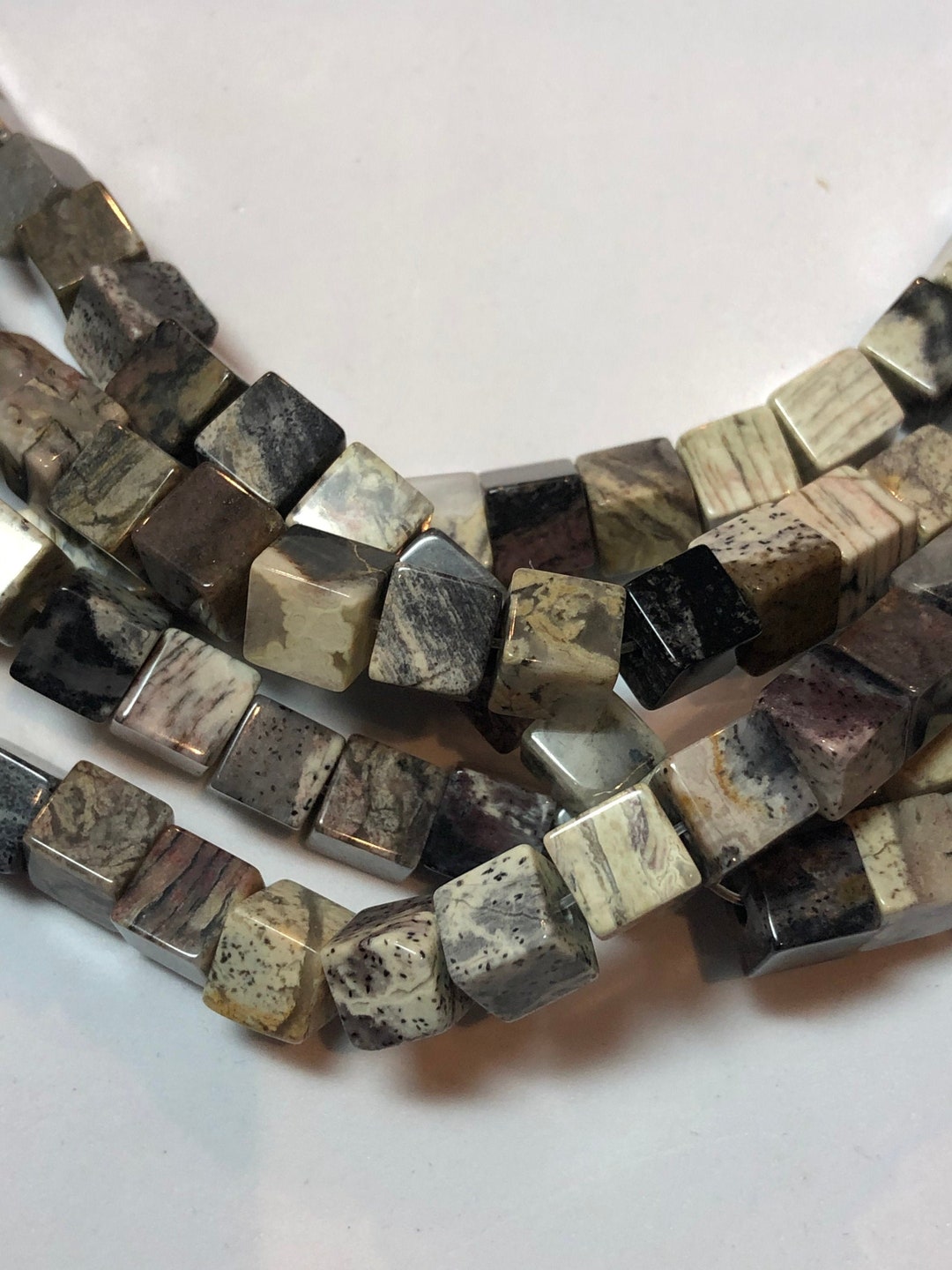 6mm Cube Silver Leaf Jasper Gemstone Beads. Full Strand of AA/AAA Grade ...