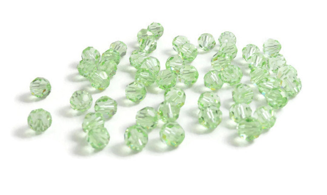 6mm Round Chrysolite SWAROVSKI® Crystal Beads #5000. Light Green Color ...