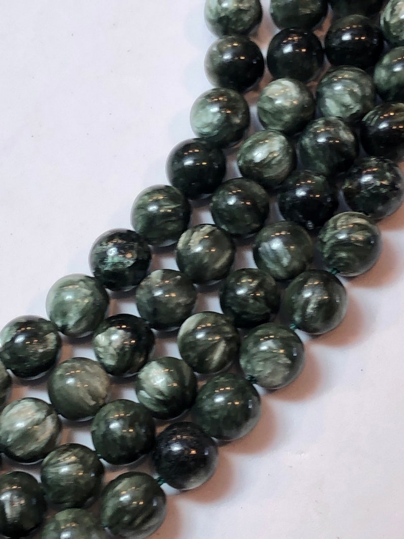 7mm Green Russian Seraphinite Gemstone Beads. Full 15 - Etsy