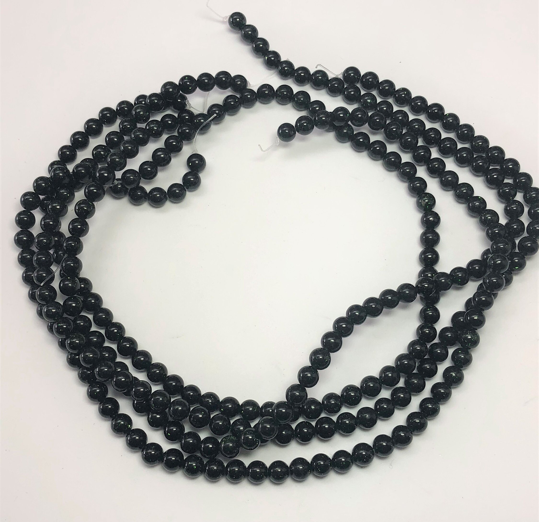 6mm Dark Green Goldstone Gemstone Beads. Full 15 Inch Strand of AA/AAA ...
