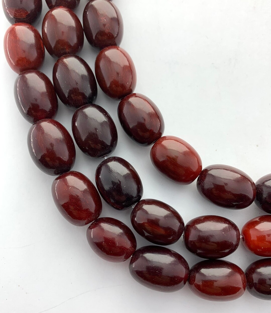 16" Strand of Red Horn Beads. Carabao Horn Beads Hand Made in the ...