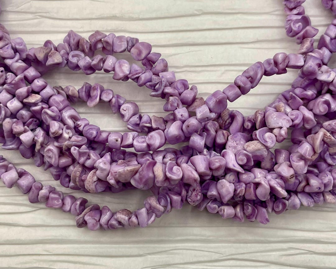 4-6mm Cebu Beauty Orchid Nugget Shell Beads. 16" Strand of Soft Purple ...