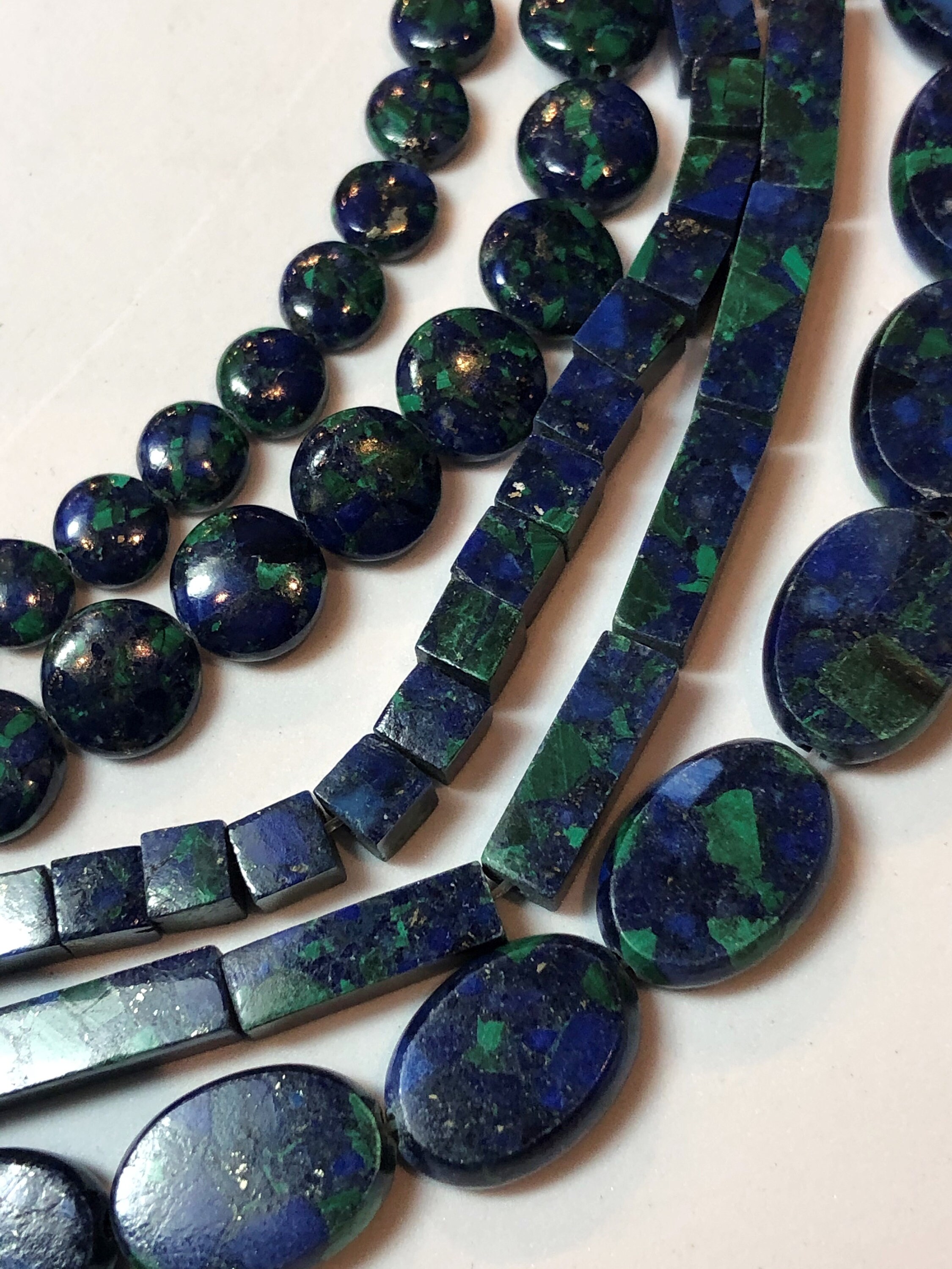 Azurite Gemstone Beads Avail. in 5 Shapes: 10x14mm Flat Oval, 4x13mm ...