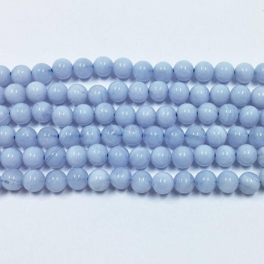 4mm Blue Lace Agate Gemstone Beads. 15” Strand of Round Beads, About 90 ...