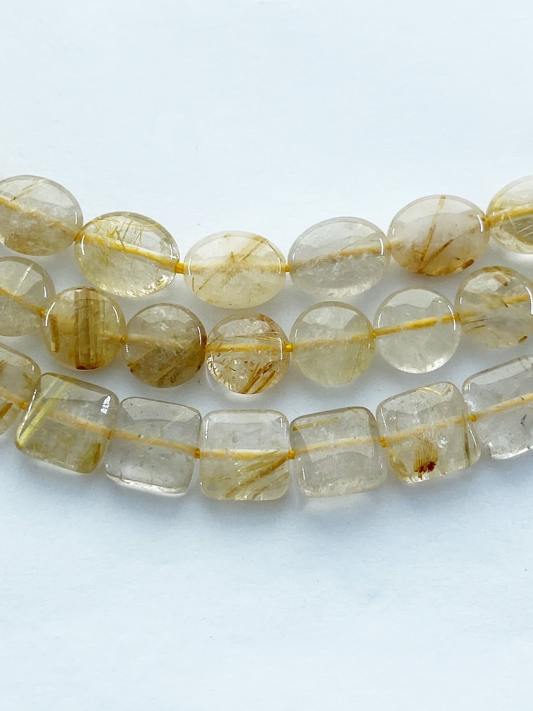 Golden Rutilated Quartz Gemstone Beads. Full 15" Strand of Rutilated ...