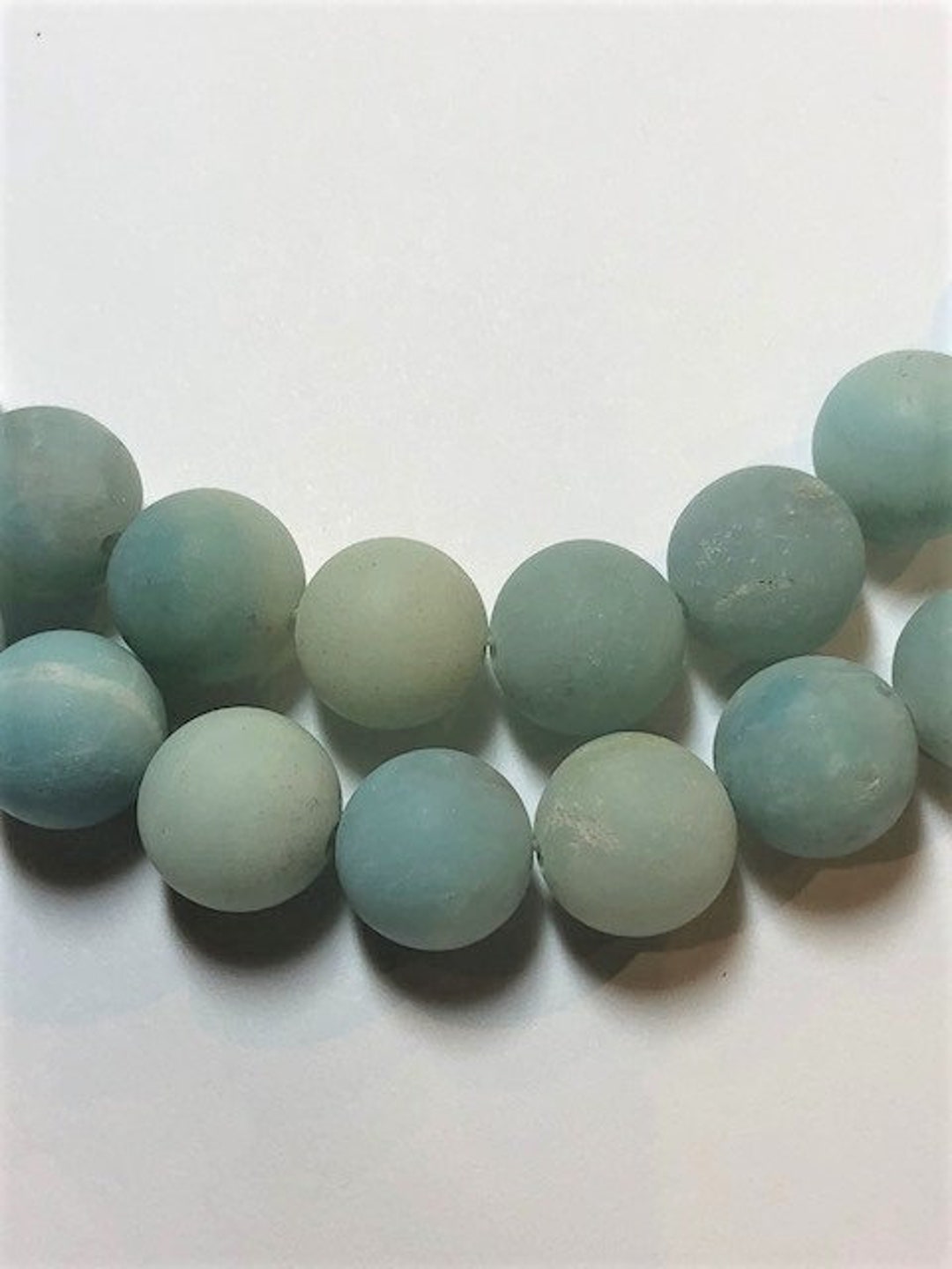 Matte Peruvian Amazonite Gemstone Beads. 10mm Round Beads on 15 Inch ...