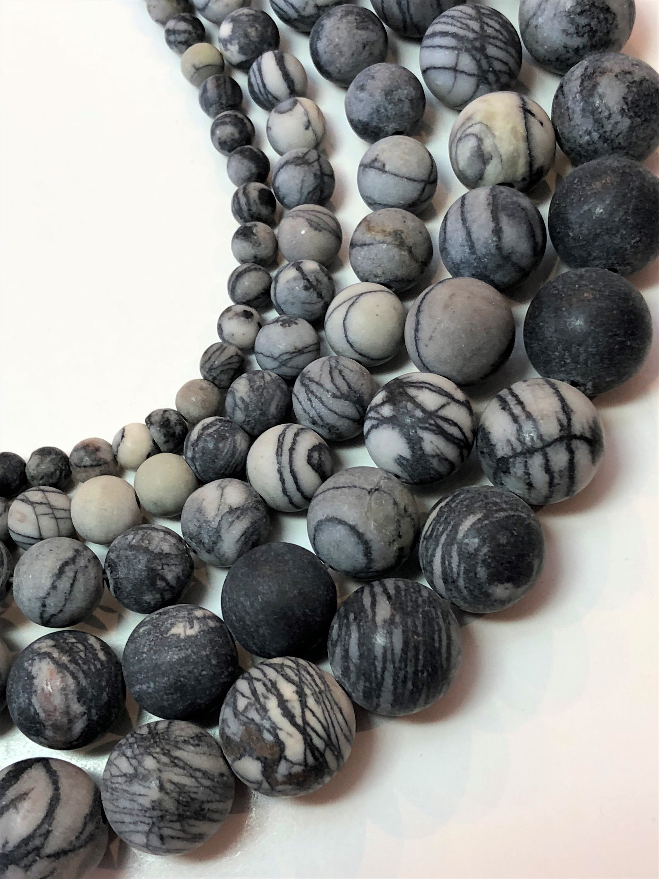 Matte Black Wave Jasper Gemstone Beads. 15 Strand of - Etsy