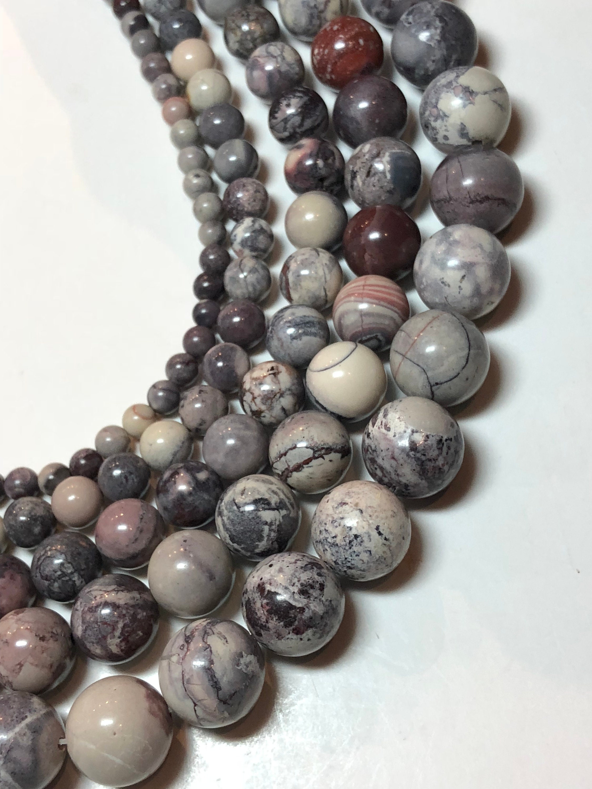 Porcelain Jasper Gemstone Beads. 4-12mm round beads on 15 inch | Etsy