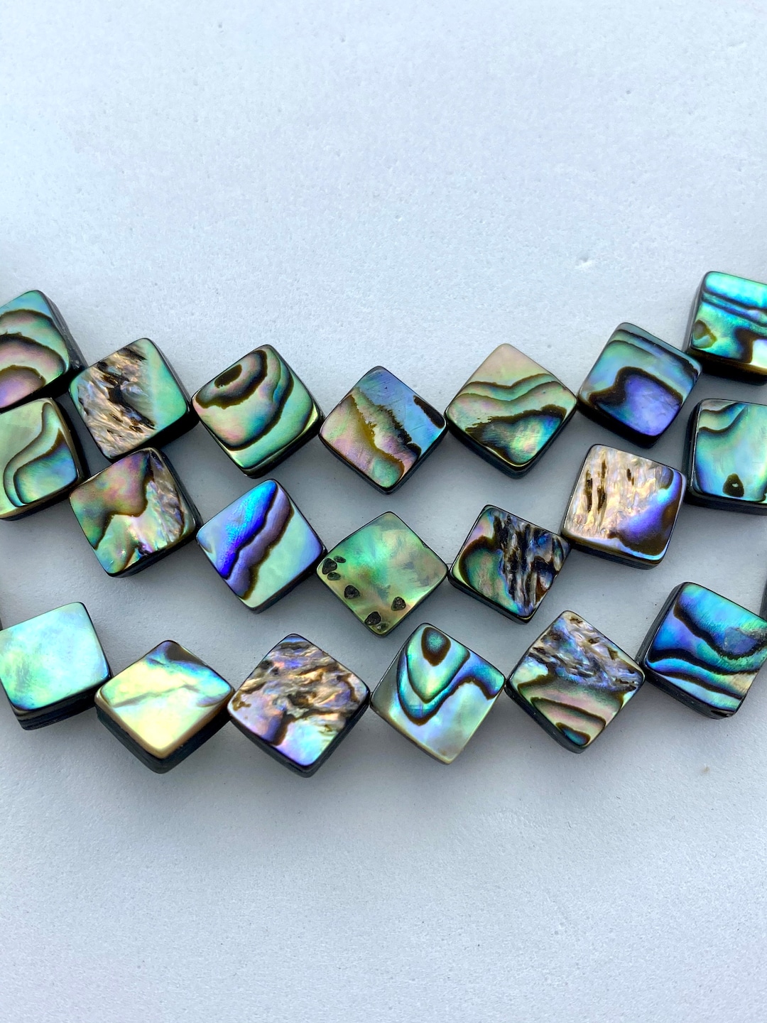 8mm Diamond Shaped Abalone Shell Beads. Full 15
