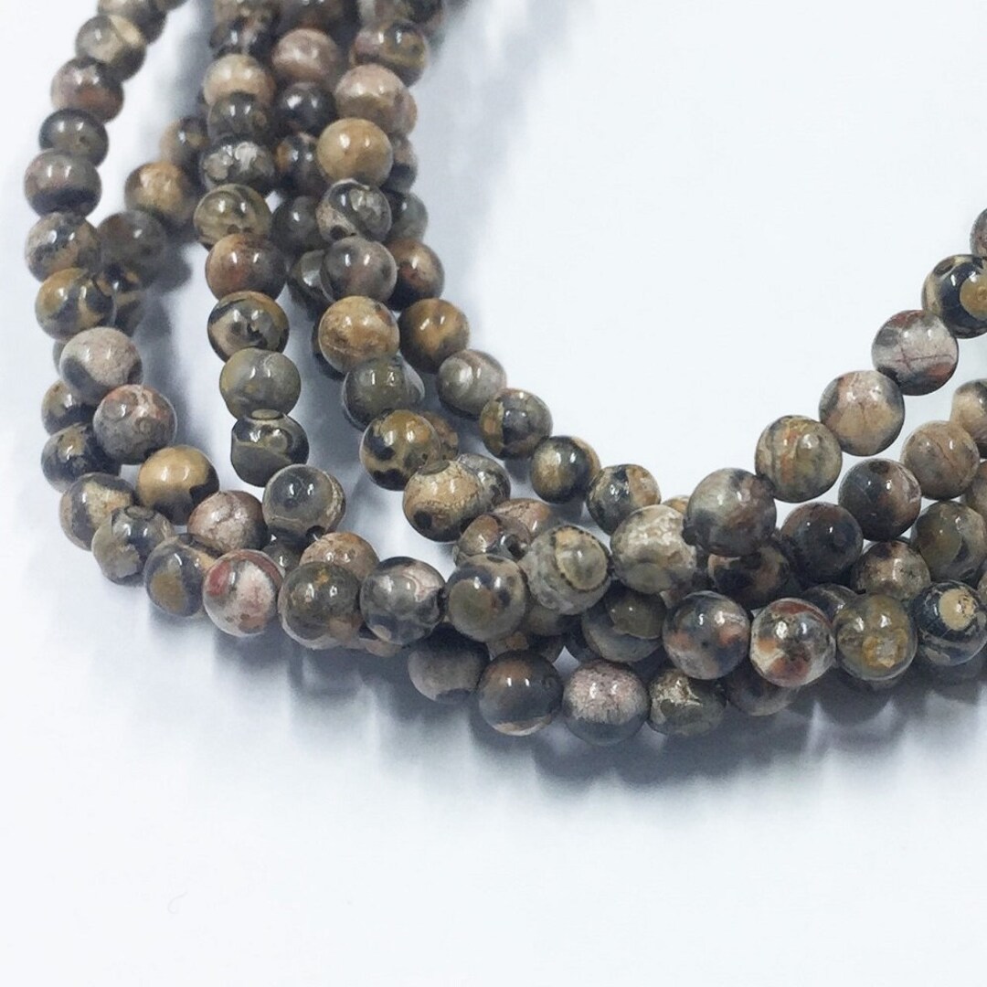 Leopard Skin Jasper Gemstone Beads. 3mm Round Beads on 15 Inch Strand ...