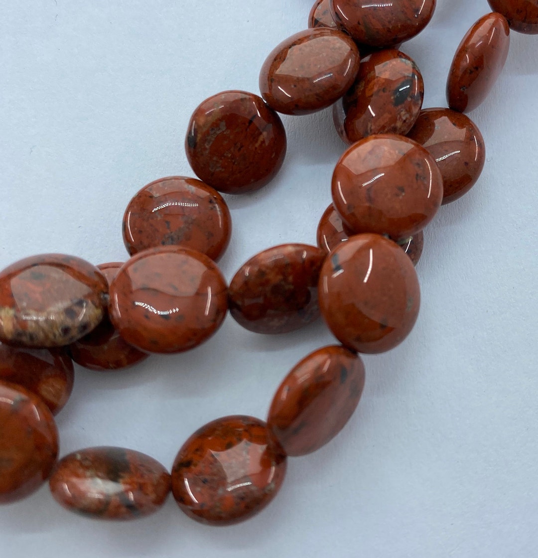12mm Coin African Red Jasper. High Grade Red Jasper Beads on 15 Inch ...