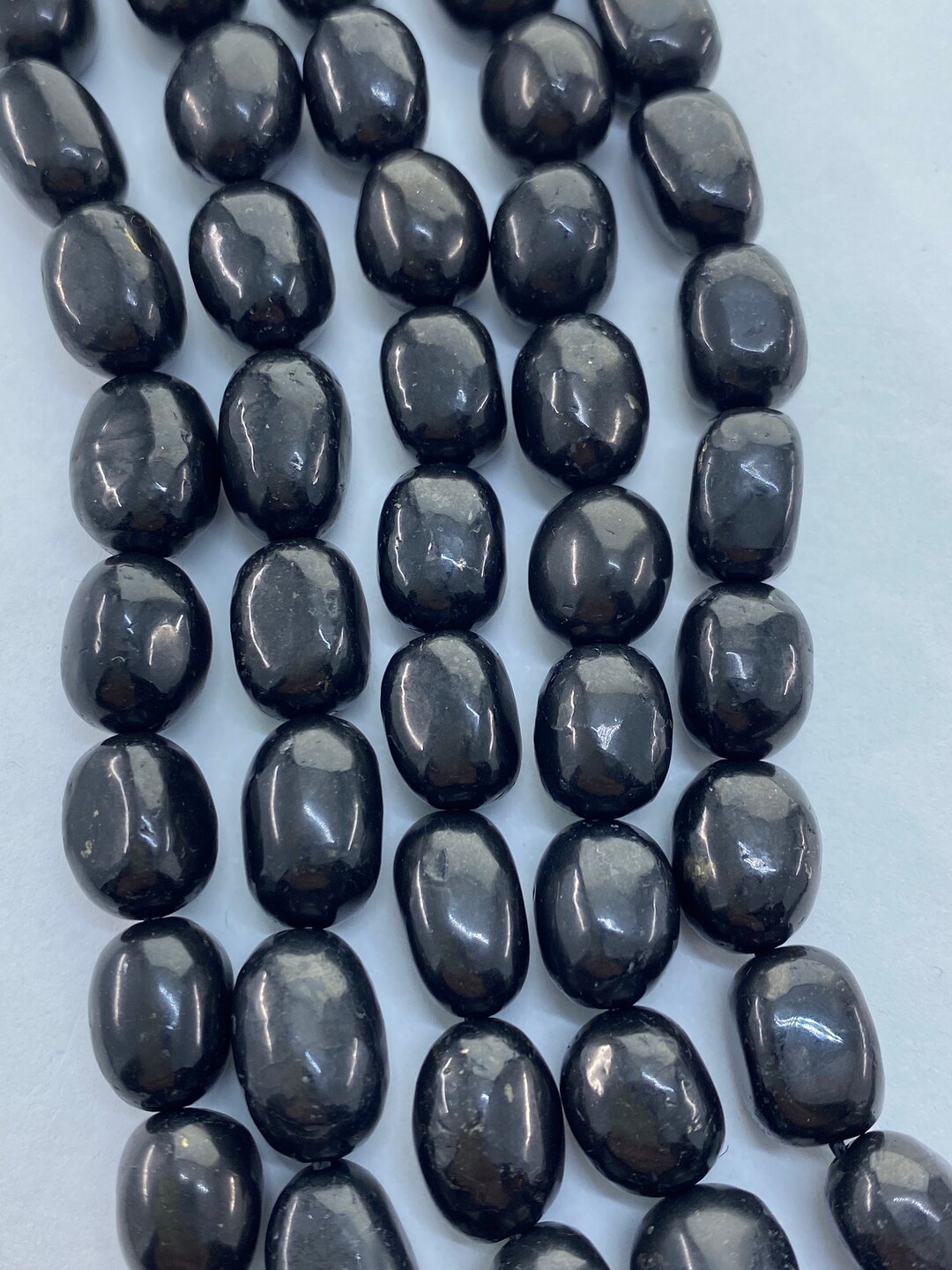 Black Shungite Nugget Gemstone Beads. 15” Strand of 9x12mm Nuggets ...