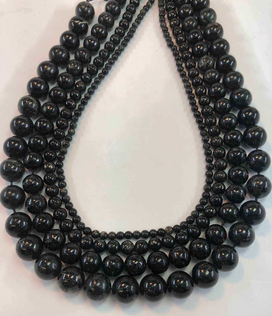 Rare Black and Gold Astrophylite Gemstone Beads. Full 15" Strand of ...