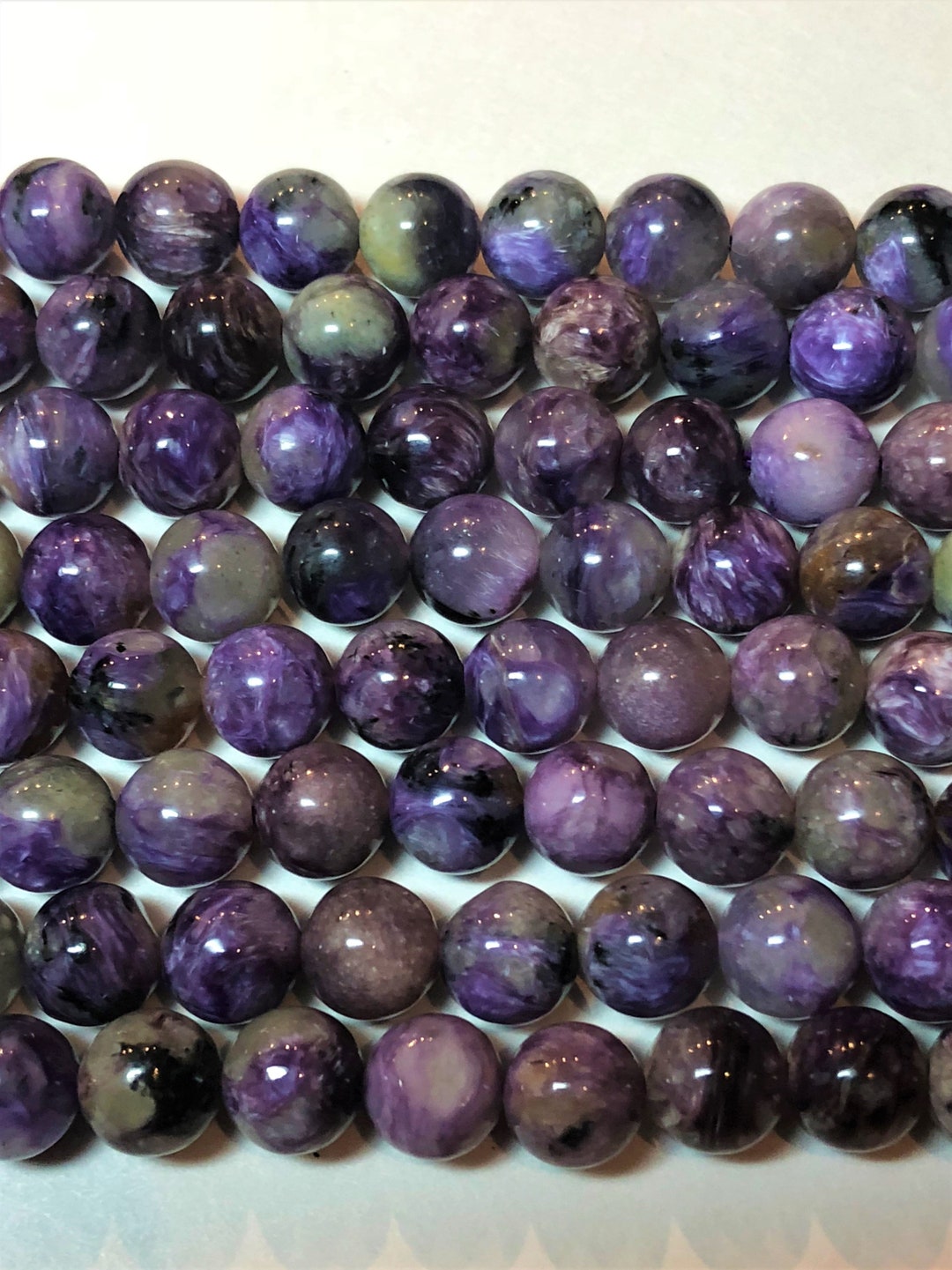 8mm Russian Charoite Gemstone Beads. Full 15