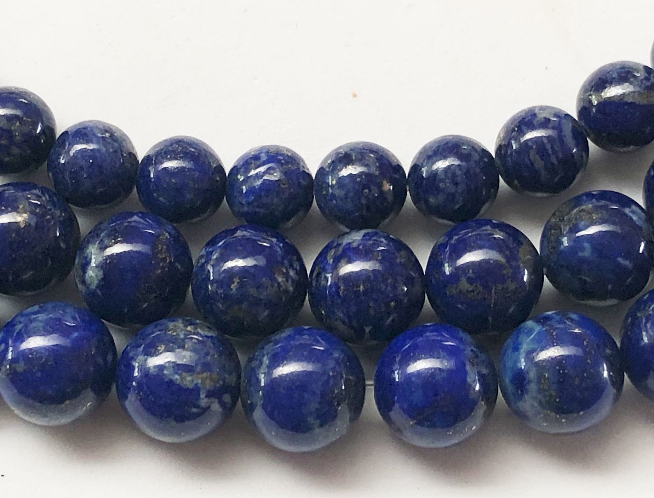 Natural Lapis Lazuli Gemstone Beads. Full 15 inch strand | Etsy