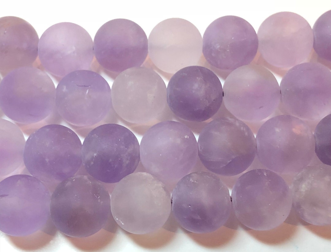 Matte Cape Amethyst Gemstone Beads. 12mm Round Beads on 15 Inch Strand ...