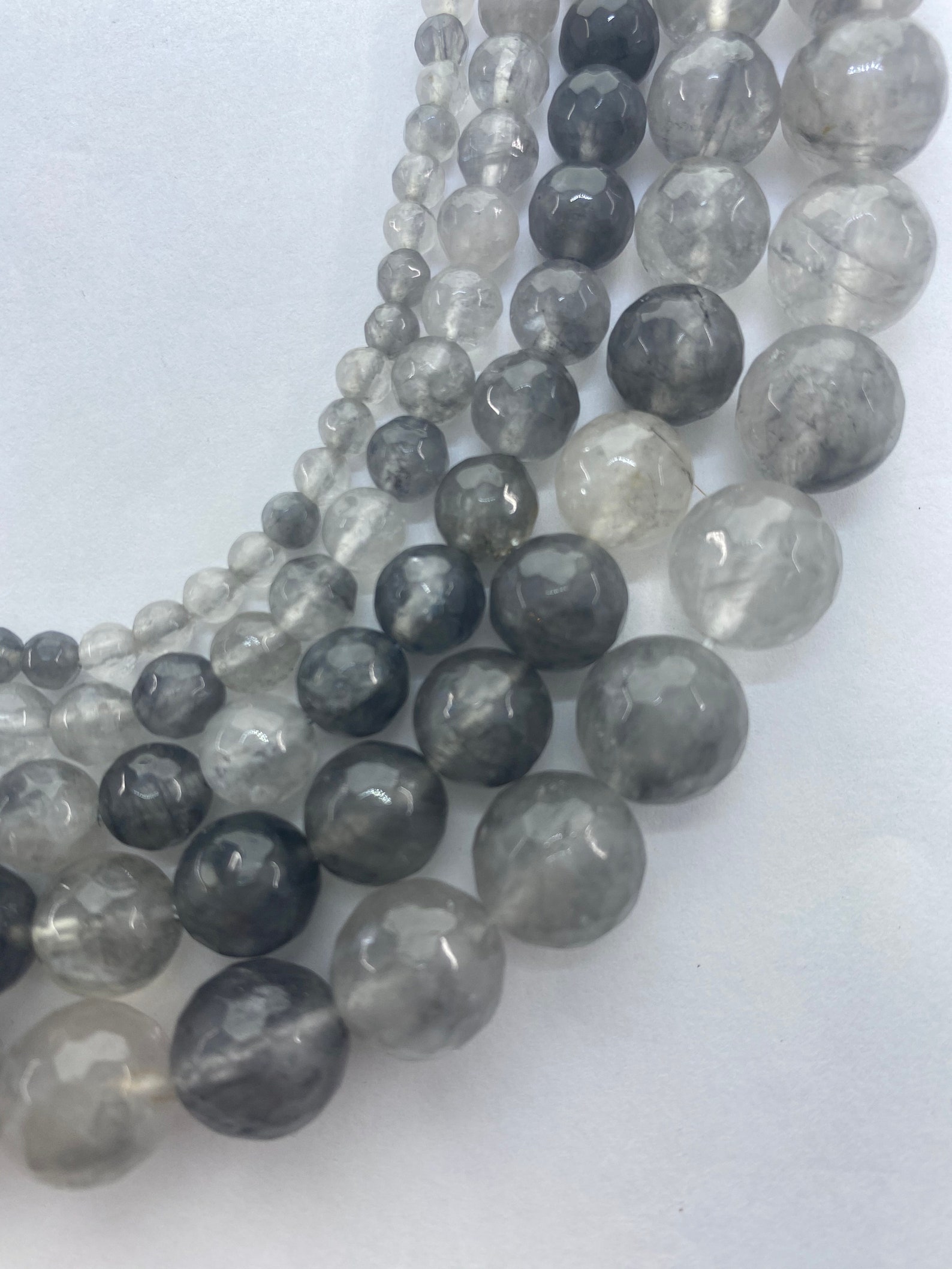 Faceted Round Natural Cloudy Crystal Quartz Gemstone Beads. - Etsy
