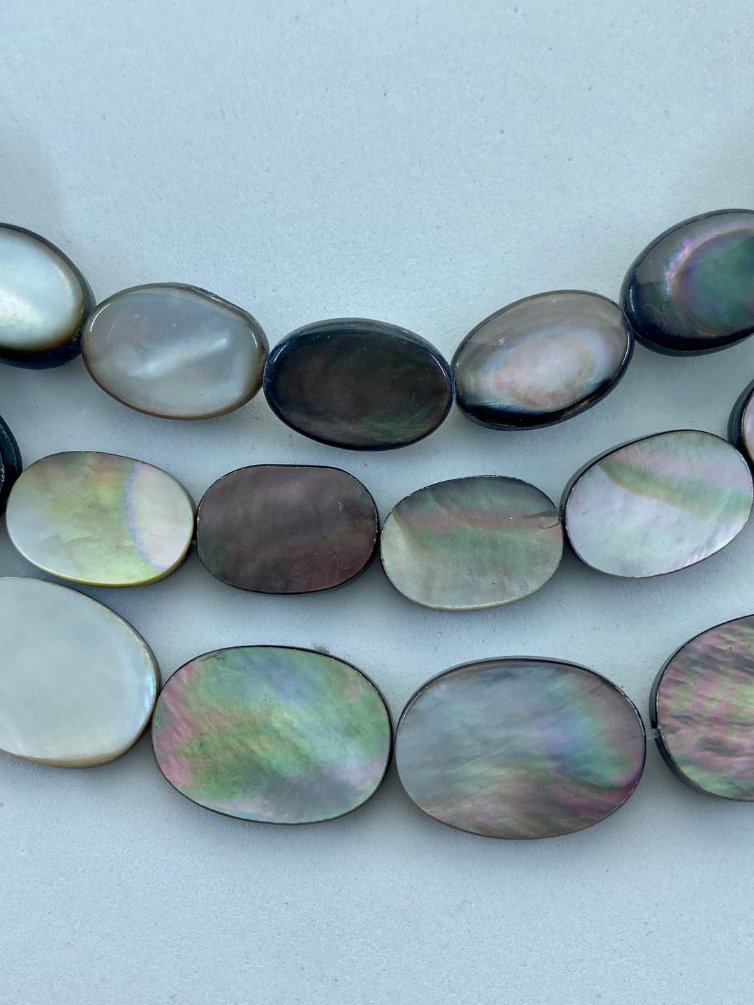 Oval Black and White Shell Beads. Available in Two Sizes: 10x14mm and ...