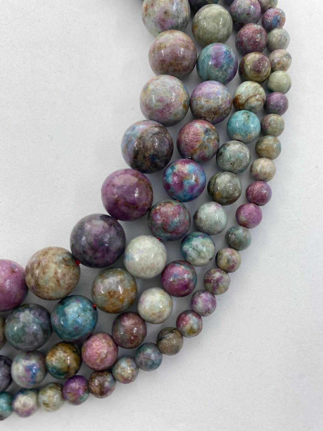 Ruby in Fuschite Gemstone Beads. 15” Strands of Round Beads, Available ...
