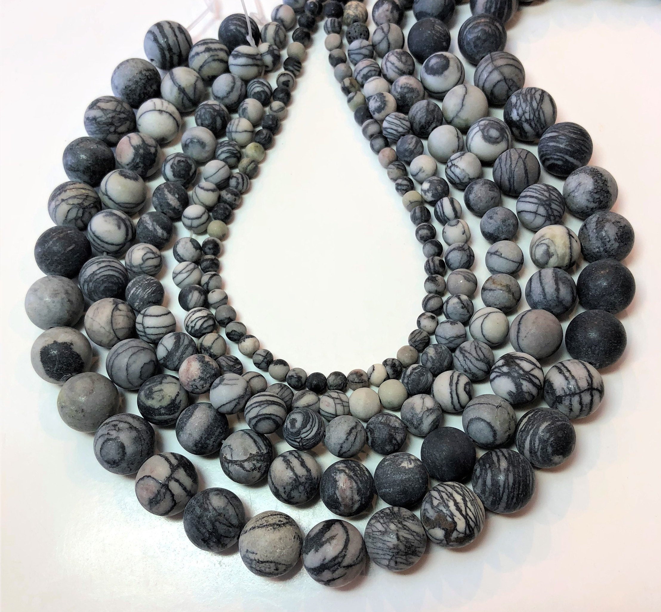Matte Black Wave Jasper Gemstone Beads. 15 Strand of - Etsy