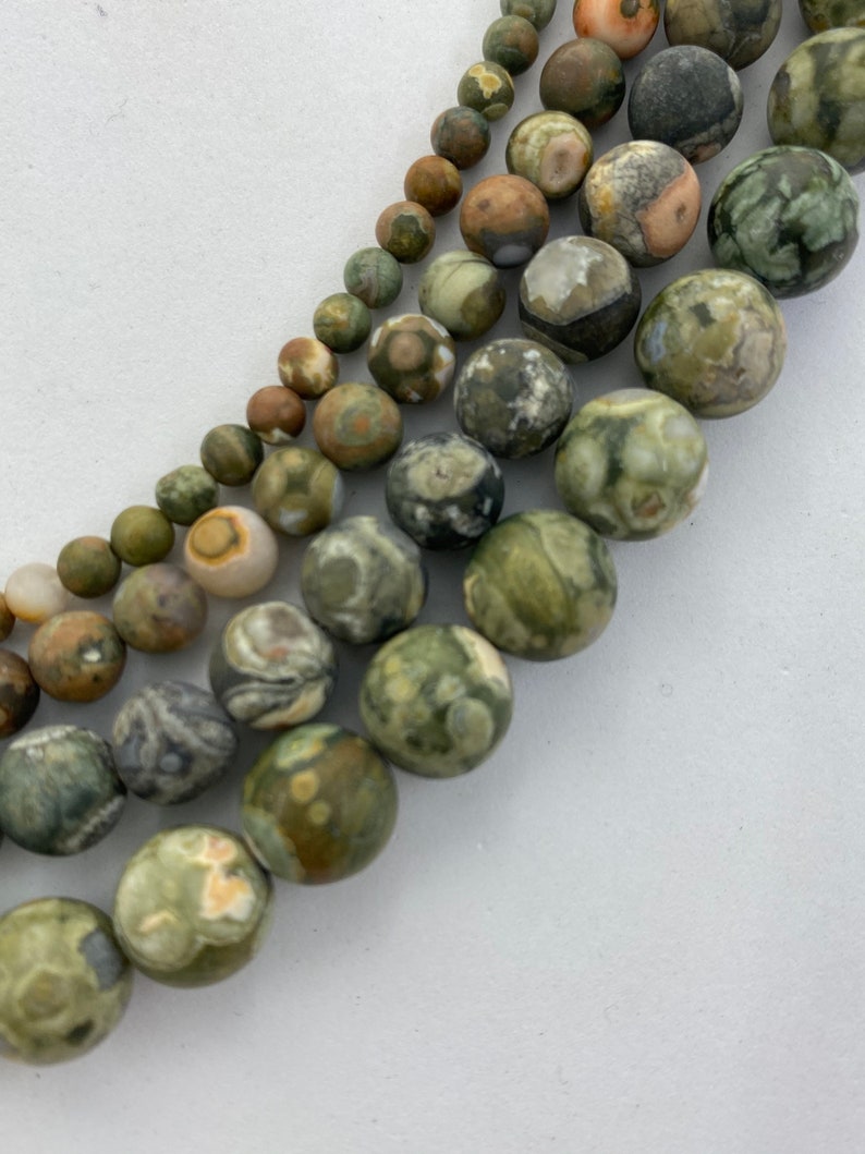 Matte Green Rhyolite Gemstone Beads available in 4-10mm. 15 | Etsy