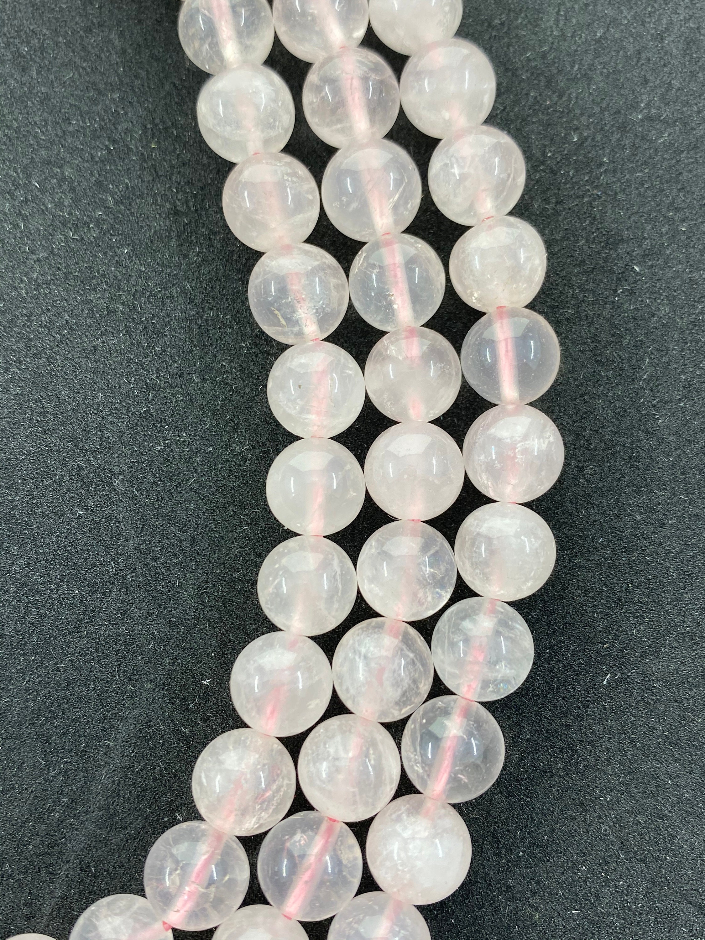 8mm Translucent Rose Quartz Beads. 15” Strand of Round Beads, About 48 ...