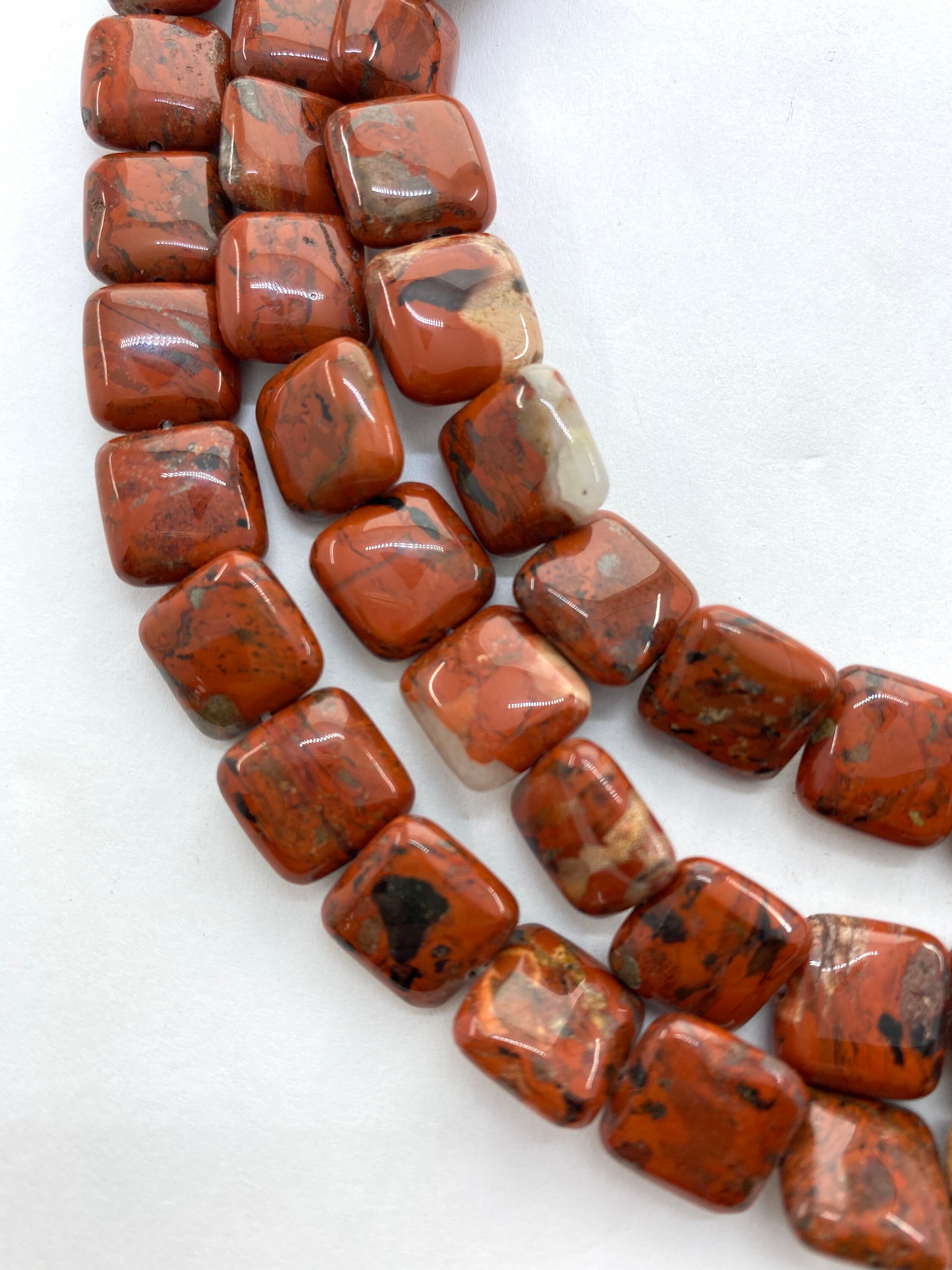 12mm Flat Square African Red Jasper Gemstone Beads. Hebra de - Etsy España