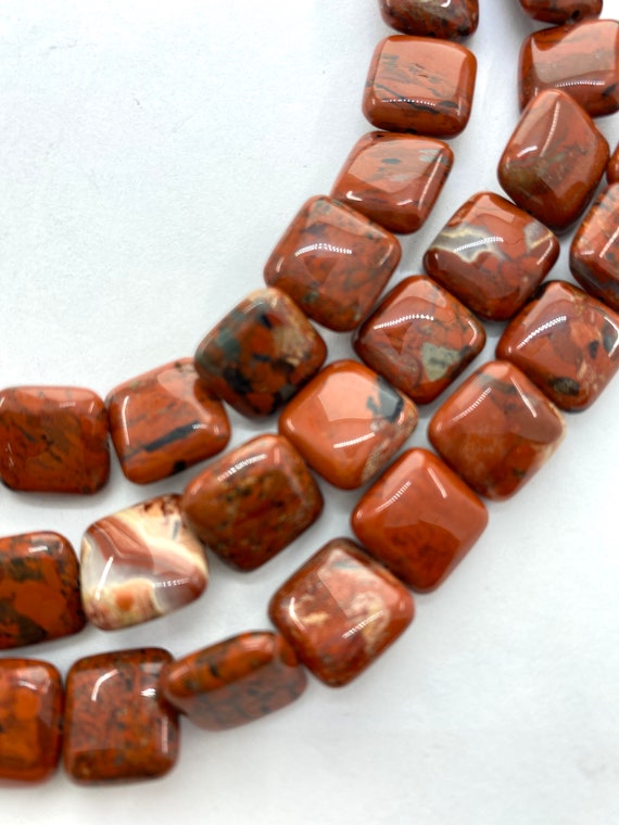 12mm Flat Square African Red Jasper Gemstone Beads. 15 strand | Etsy