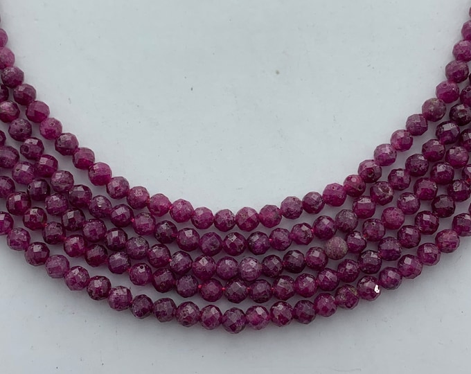 3mm Round Faceted Ruby Gemstone Beads. Full 15" Strand High Quality A ...