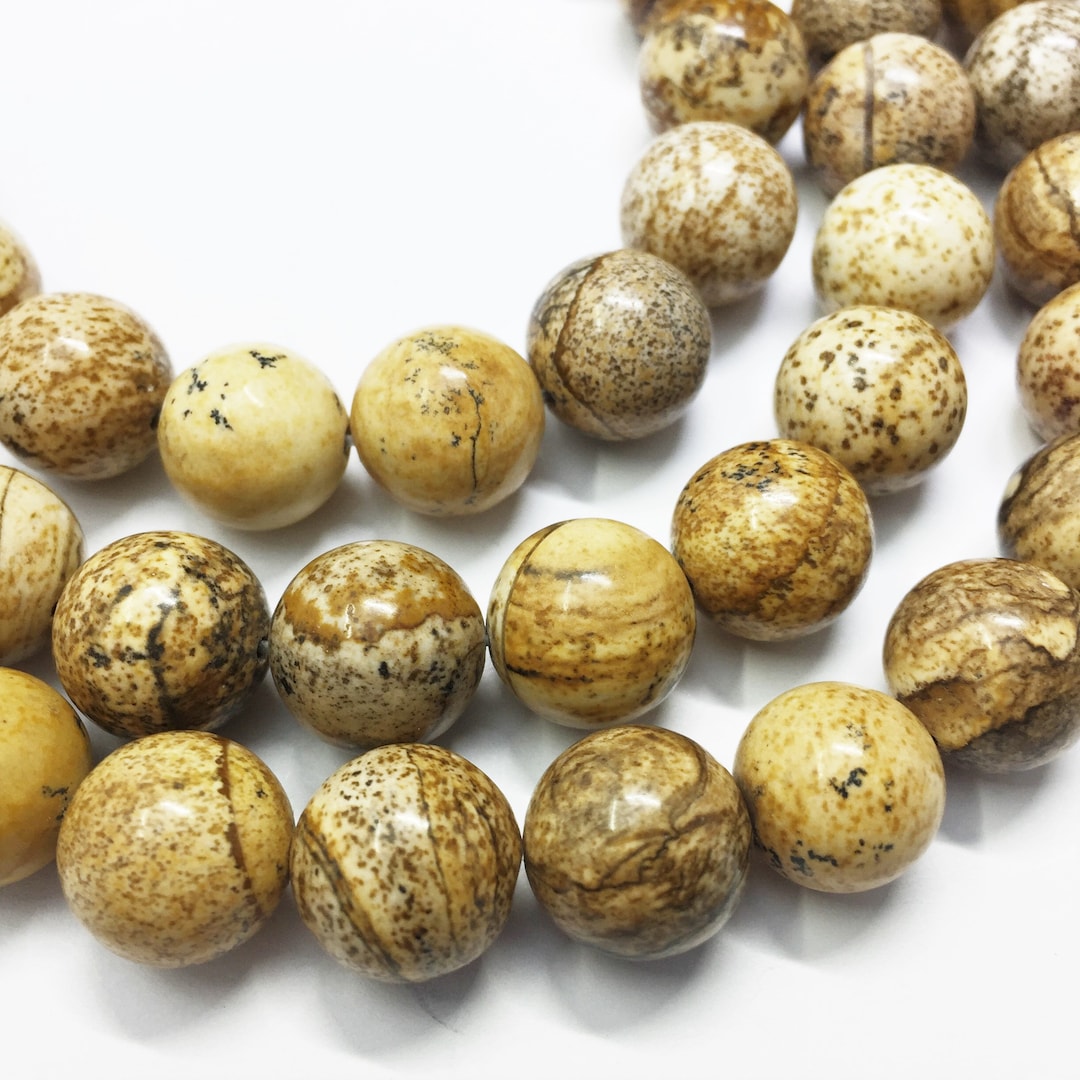Picture Jasper Gemstone Beads. 12mm Round Beads on 15 Inch Strand. Full ...