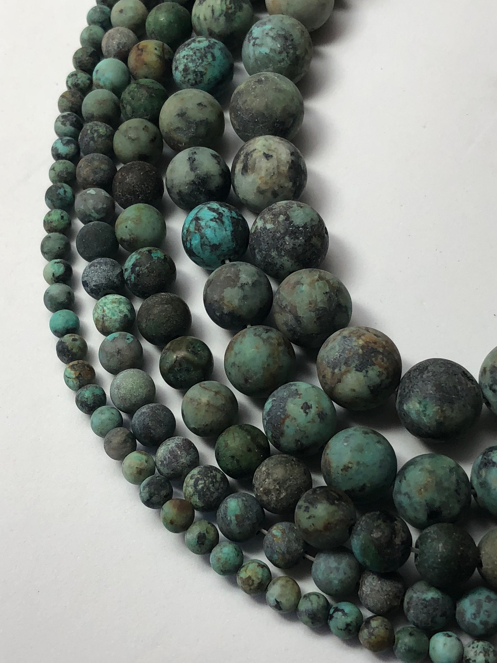 Matte African Turquoise Jasper Gemstone Beads. Full 15" Strand of Round ...