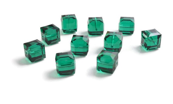 8mm Cube Emerald SWAROVSKI® Crystal Beads 5601 Package of | Etsy