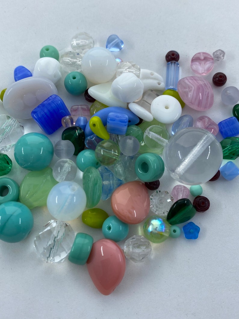 Clear and pastel glass bead mix. An assortment of | Etsy