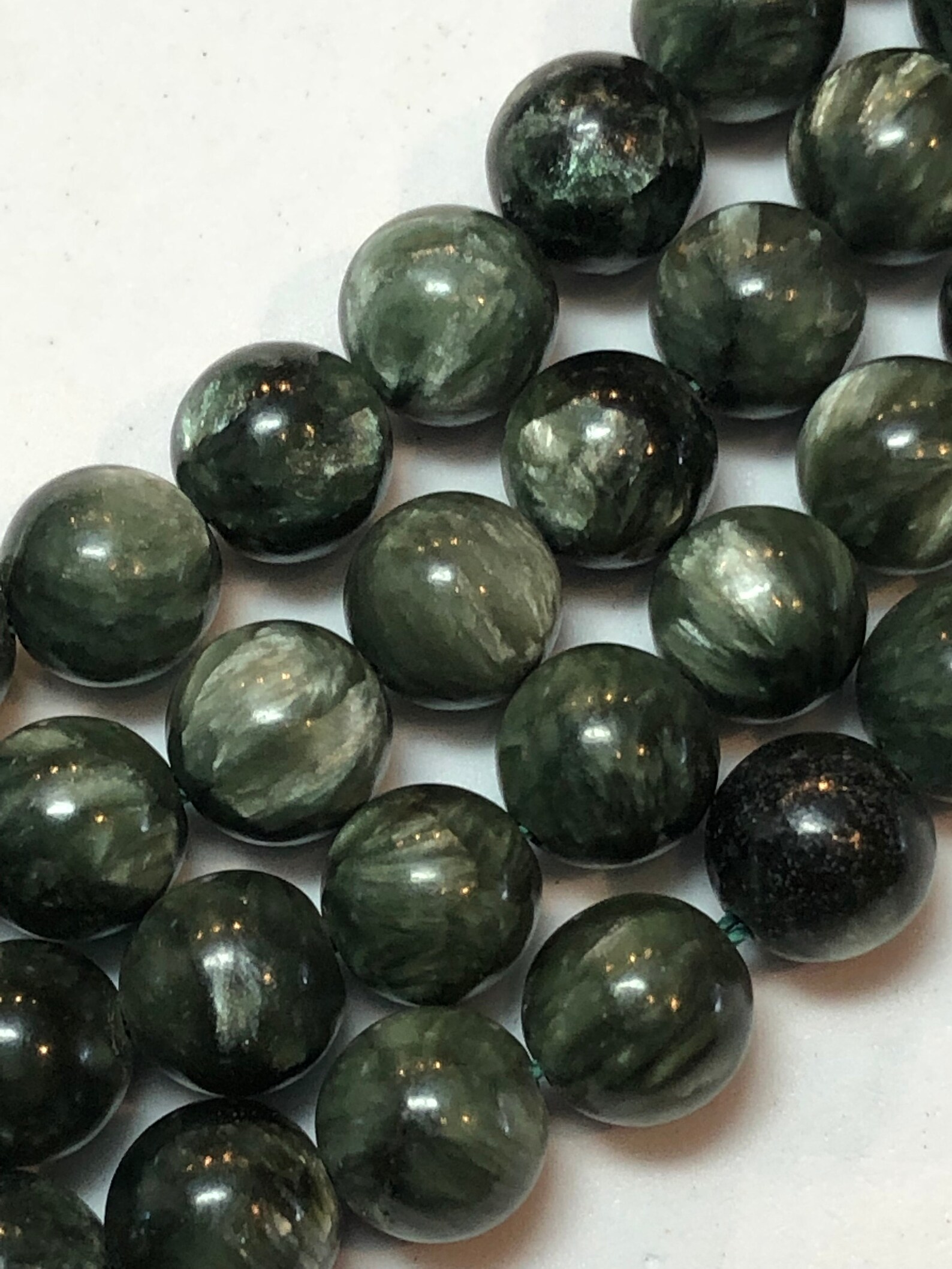 7mm Green Russian Seraphinite Gemstone Beads. Full 15 - Etsy